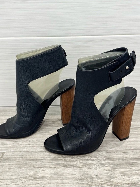 Vince | Shoes | Vince Addie Black Pebbled Leather Open Toe Mule Boots ...